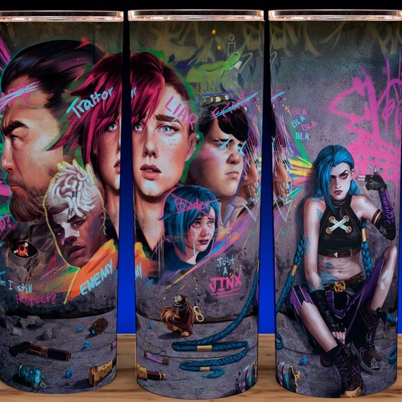 Dining | Jinx Vi Ekko Arcane League Of Legends Anime Cup Mug Tumbler ...
